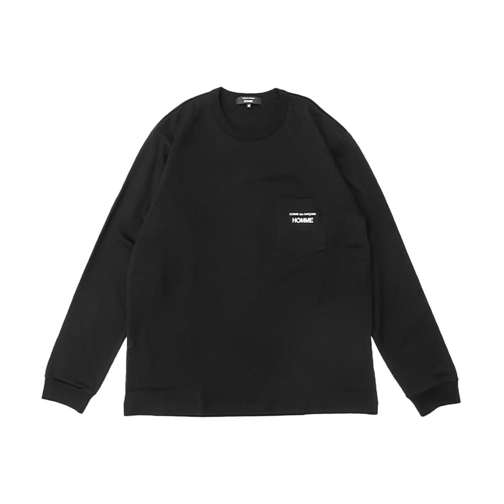 COMME des GARCONS HOMME - COTTON LOGO L/S TEE BLACK 【HO-T102-051 ...