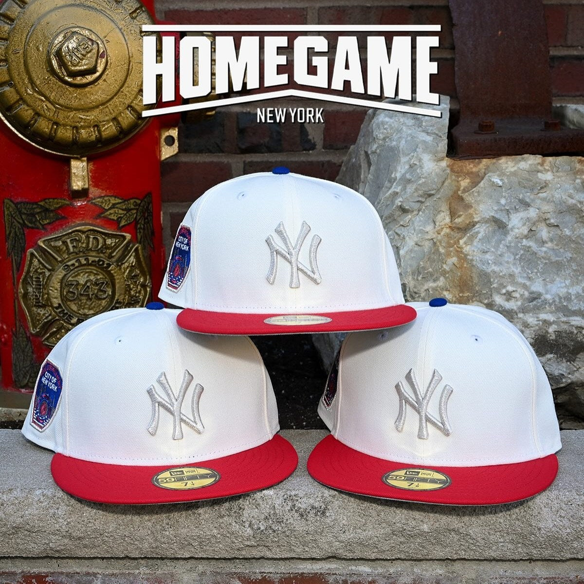 NEW ERA - New York Yankees CO 59FIFTY FDNY Chrome White/Scarlet ...
